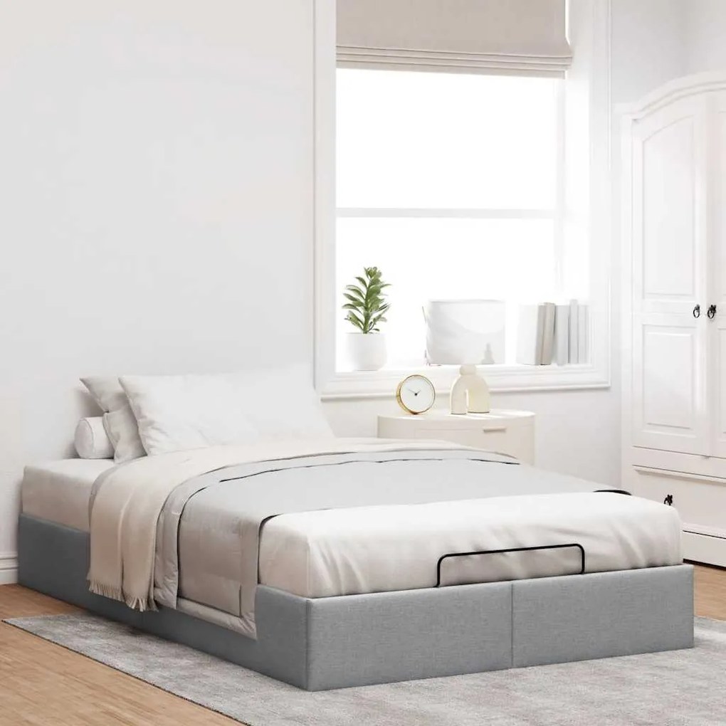 Osmanský rám postele bez matrací světle šedá 120x190 cm textil 3310861
