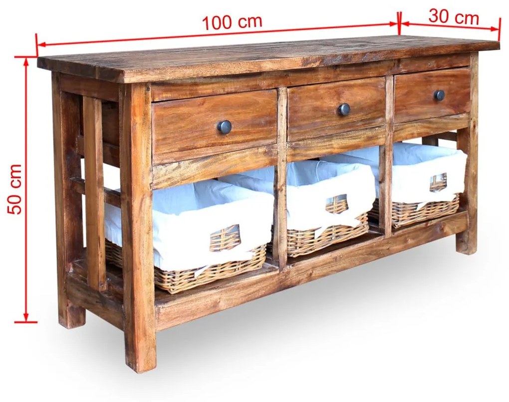 Příborník z masivního recyklovaného dřeva | 100x30x50 cm