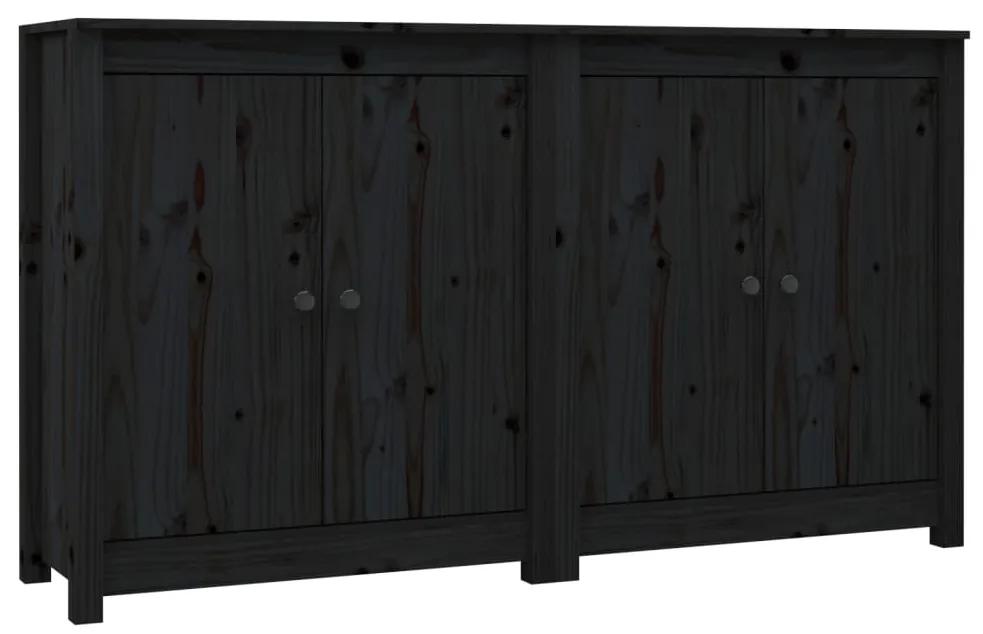 vidaXL Příborníky 2 ks černé 70 x 35 x 80 cm masivní borové dřevo
