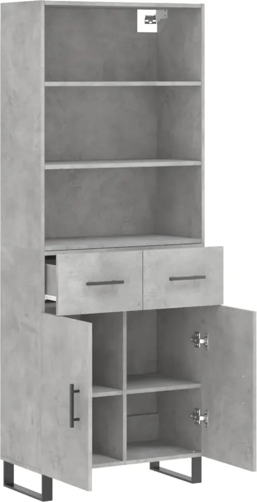 Skříň highboard betonově šedá 69,5x34x180 cm kompozitní dřevo 3200541