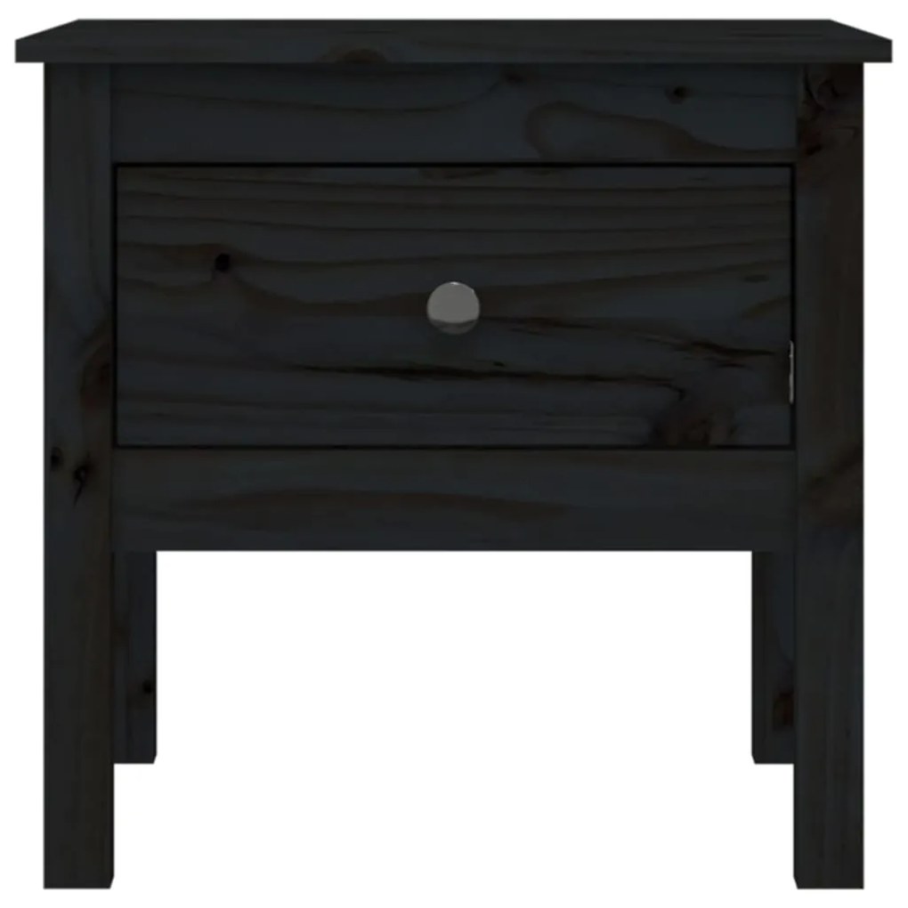 Odkládací stolek černý 50 x 50 x 49 cm masivní borovice - Default Title