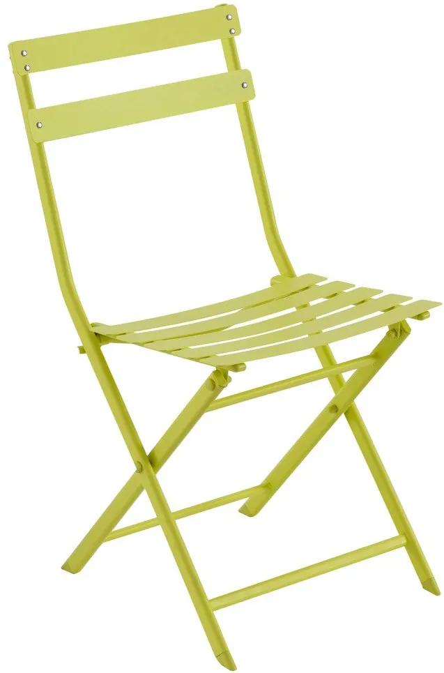 Venkovní skládací židle z kovu v olivové barvě, 80x52 cm