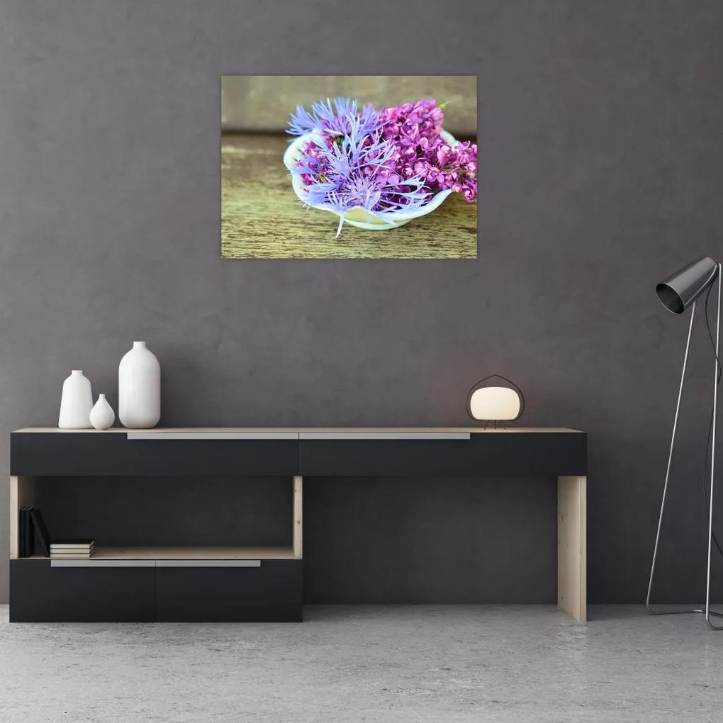Skleněný obraz - fialová rostlinka (70x50 cm)