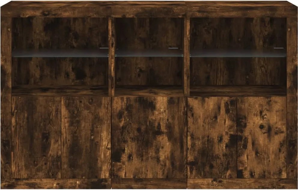 Příborník s LED osvětlením kouřový dub 162 x 37 x 100 cm 3209146