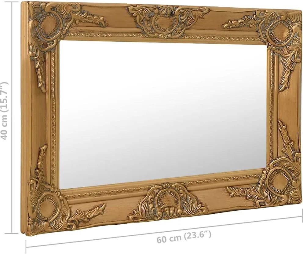 Nástěnné zrcadlo barokní styl 60 x 40 cm zlaté 320329