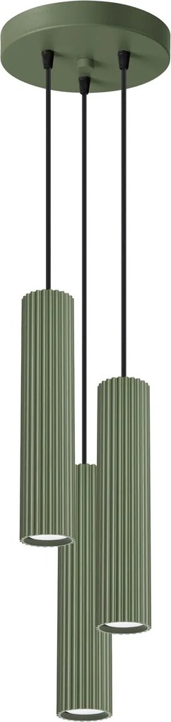 Sollux Lighting Závěsné svítidlo KARBON 3P olivově zelené