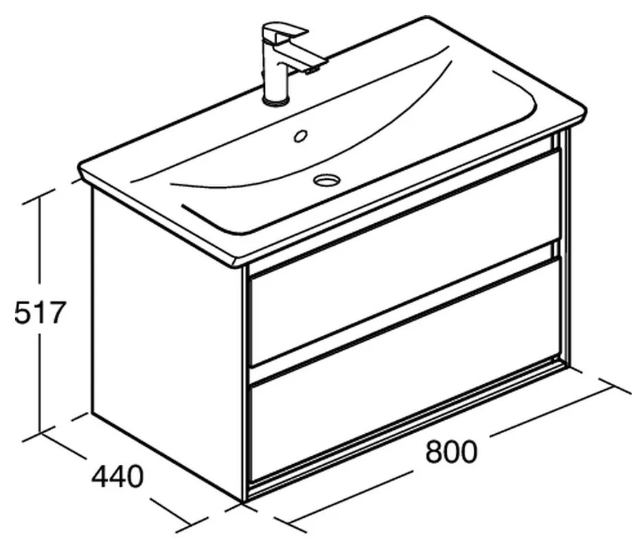 Ideal Standard Connect Air- Skříňka pod umyvadlo 80cm, 2 zásuvky, Dekor šedý dub + matný bílý lak E0819PS