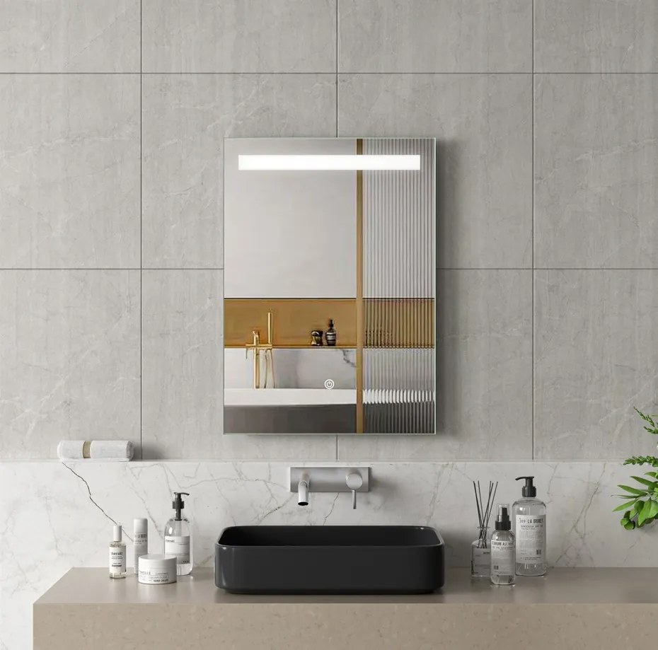Erga Scarlet, obdélníkové LED zrcadlo 50x70cm, 345 lm, 3 barvy světla, přední osvětlení, ERG-V01-128-5070-00