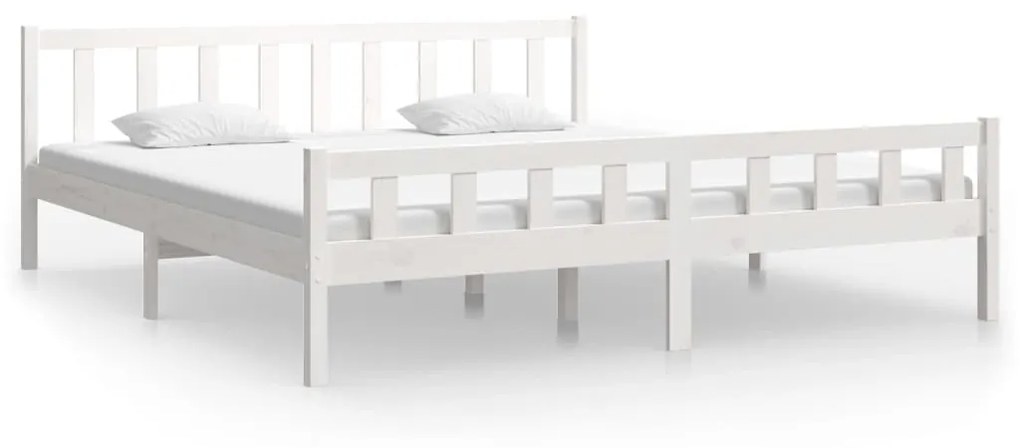 Rám postele bílý masivní dřevo 200 x 200 cm,  810700