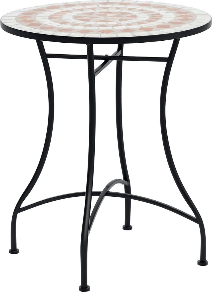 Outsunny Zahradní Stůl Ø60 x H71cm, Voděodolný Patio Stůl z Kovového Materiálu, Exteriérový Jídelní Stůl, Stůl na Piknik, Kulatý Patio Stůl pro Zahrad