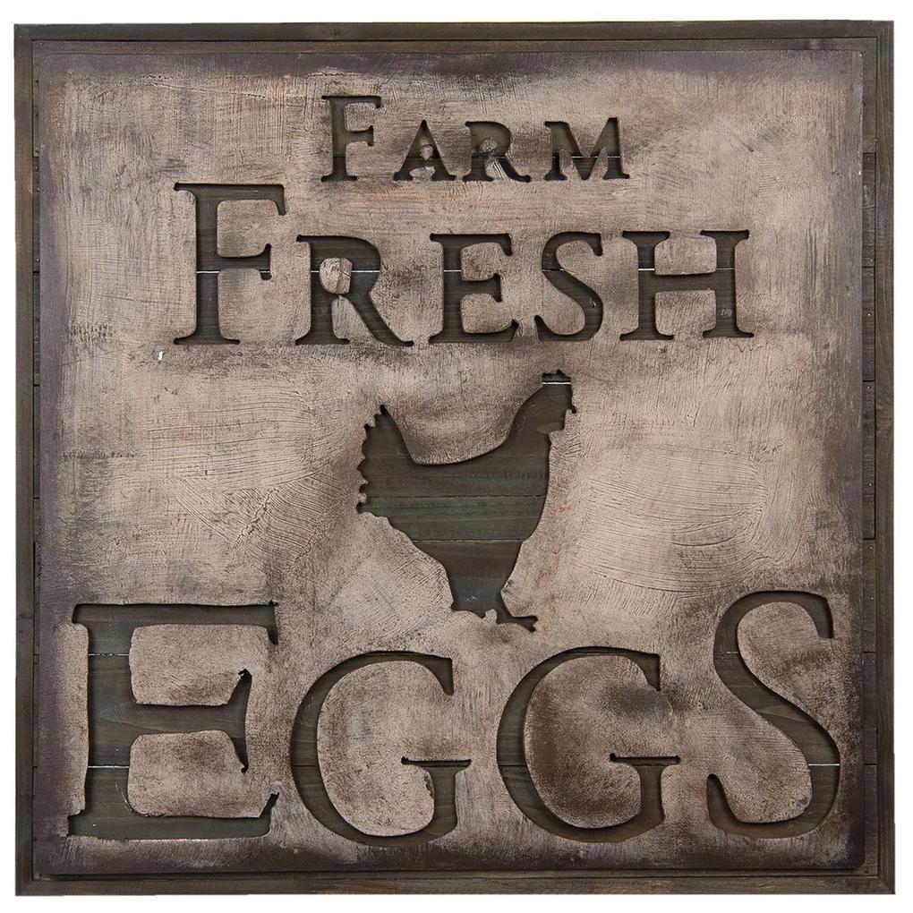 Kovový obraz na stěnu Farm Fresh Eggs - 60*60*3 cm