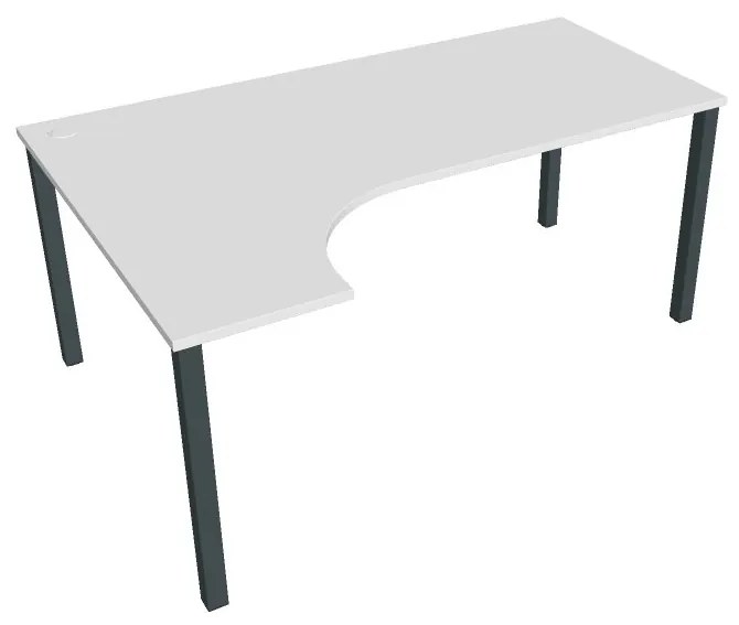 Stůl ergo oblouk pravý 180×120/80 cm - Hobis Uni UE 1800 P Dekor stolové desky: bílá, Barva nohou: černá