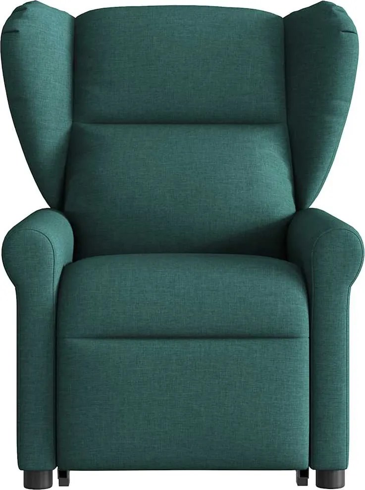 Zvedací masážní polohovací křeslo tmavě zelené textil 3303390