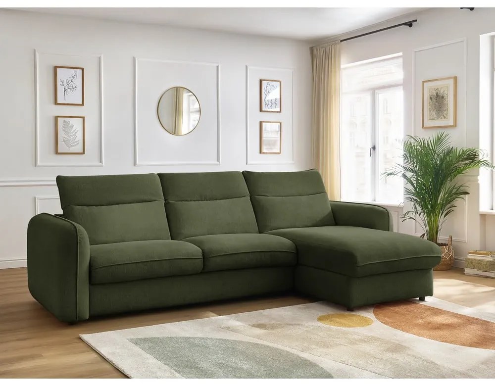 Zelená rozkládací rohová pohovka (variabilní) Achille – Bobochic Paris