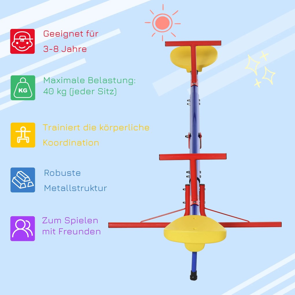 Outsunny 360° Otočný Houpací Můstek pro Děti 3+ let s Podstavcem ze 4 Tyčí, Zastavení a snadno uchopitelnými Rukojeťmi do Zahrady 184x76x71 cm Víceba…
