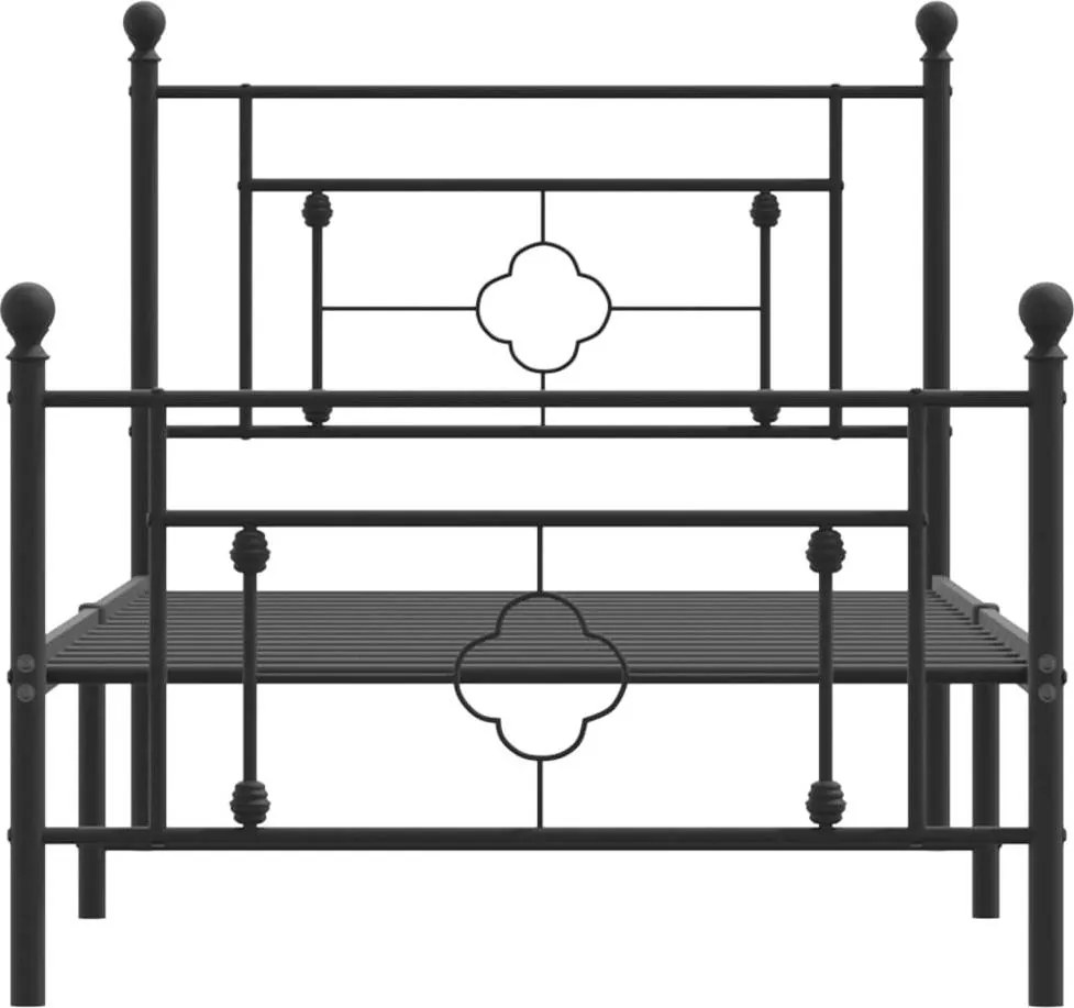vidaXL Kovový rám postele s hlavovým a nožním čelem 100 x 190 cm [374351] Barva: Černá