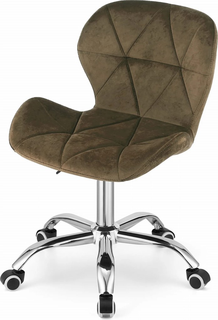 Set do pracovny ZARIMO stůl 80x40 cm, bílá + křeslo AVOLA VELVET, hnědé