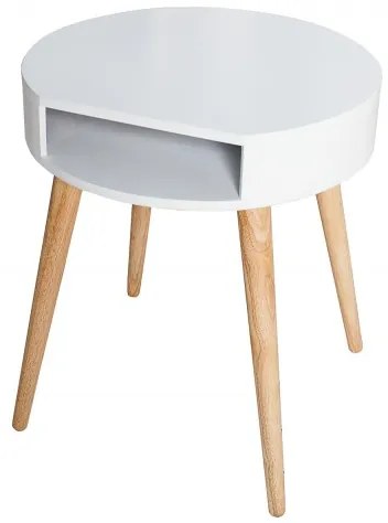 Deflee Odkládací stolek SCANDINAVIA ROUND WHITE OS36444MDF, dubové dřevo  45 cm x 50 cm x 45 cm