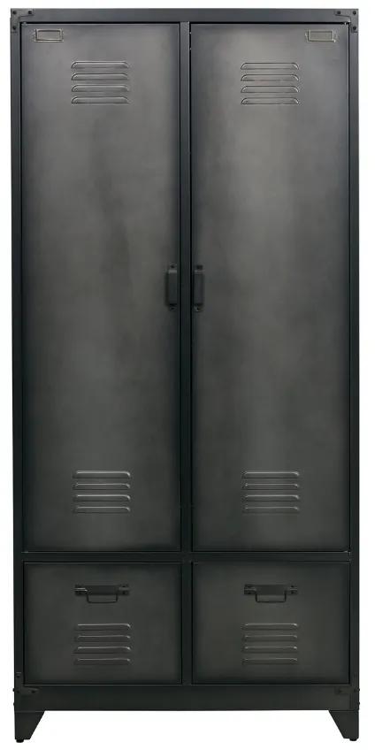 Hoorns Černá kovová šatní skříň Gym 190 cm