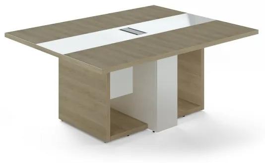 Jednací stůl Trevix 180 x 140 cm / Dub pískový a bílá