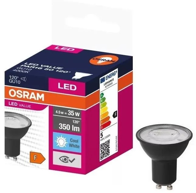 Ledvance | LED Žárovka VALUE PAR16 GU10/4,5W/230V 4000K 120° - Ledvance | P225230