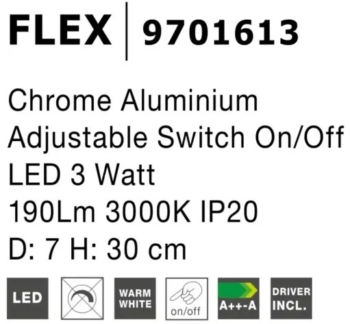 Moderní nástěnné svítidlo Flex 7 Chrome