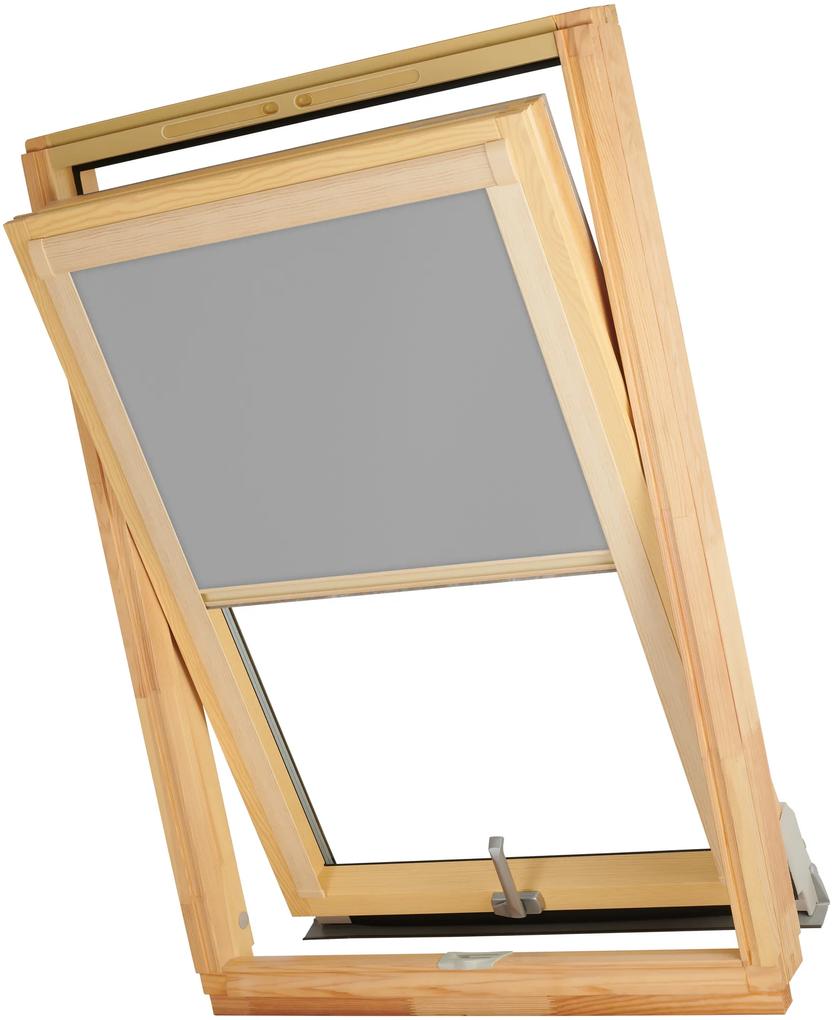 Dekodum Termoizolační roleta na střešní okno typu FAKRO 78x160 Barva látky: Graphite Silver, Barva profilu: Borovice