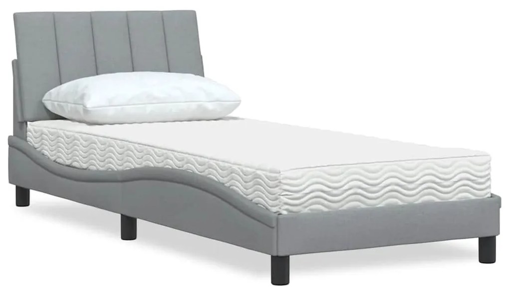 Postel s matrací Hanko světle šedá 90 x 200 cm textil 3310503