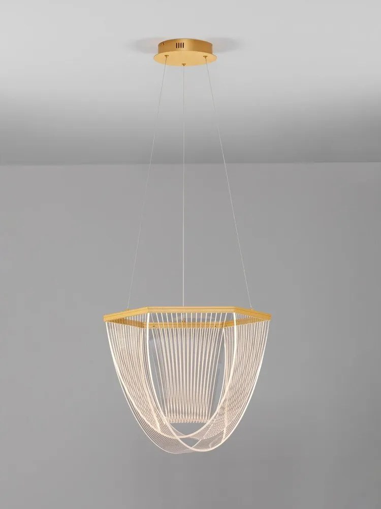 Hliníkové LED stmívatelné závěsné svítidlo ve zlaté barvě se stínidlem z akrylového skla ø 52 cm Valentin – Nova Luce