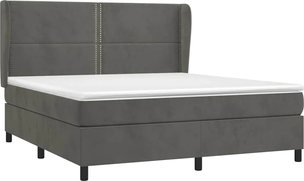 Box spring postel s matrací tmavě šedá 180x200 cm samet 3129166
