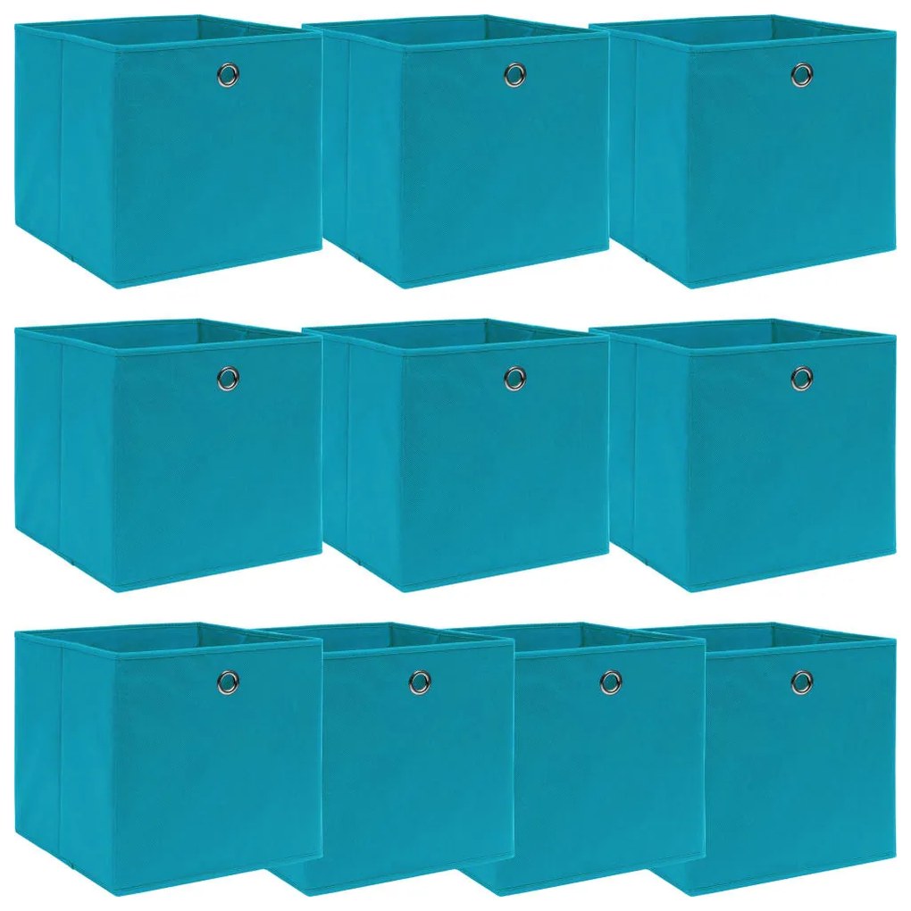 288375 vidaXL Úložné boxy 10 ks bledě modré 32 x 32 x 32 cm textil