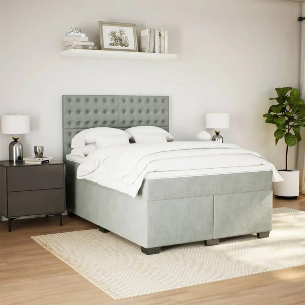 Box spring postel s matrací světle šedá 140x200 cm samet 3293242