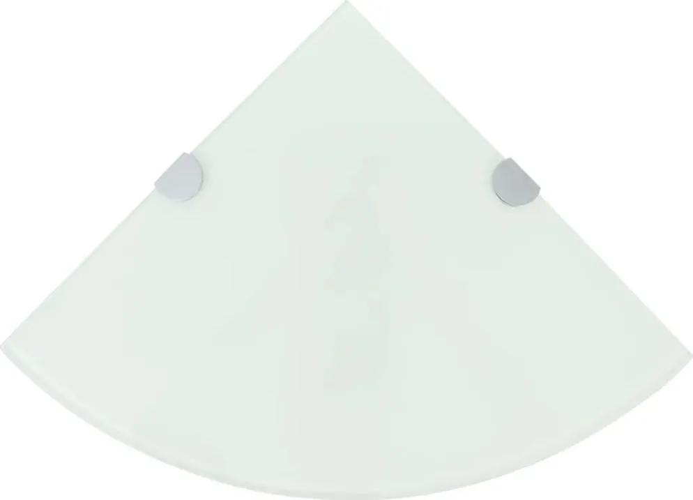 vidaXL Rohová police s chromovými podpěrami sklo 35x35 cm [243856] Barva: Bílá