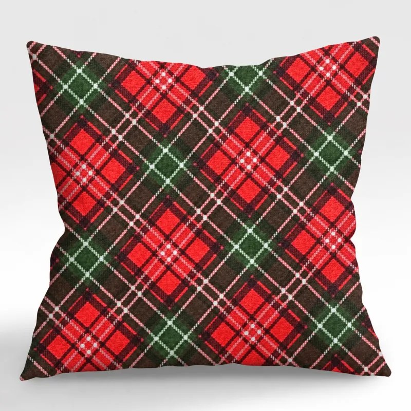 Ervi povlak na polštář FLANELOVÝ - Vánoční Tartan, různé rozměry