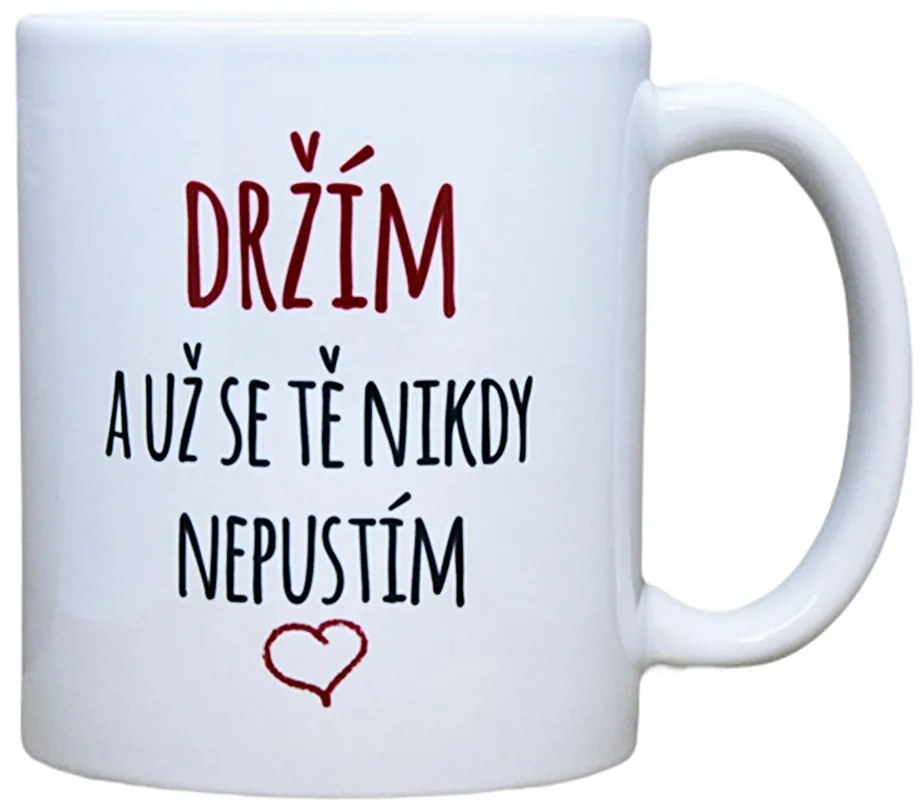 Super plecháček Keramický hrnek s potiskem z lásky - držím Objem a motiv: 300 ml černý lem