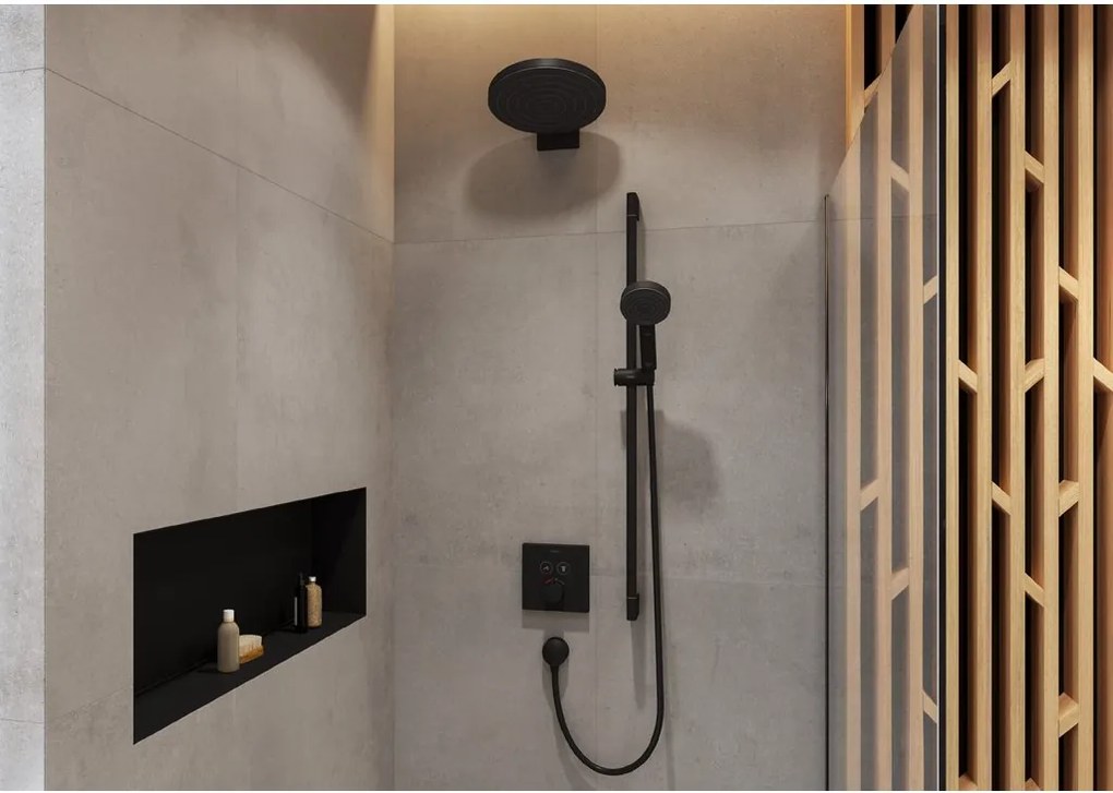 Hansgrohe Pulsify, nástěnné připojení pro hlavovou sprchu 260, matná černá, HAN-24149670