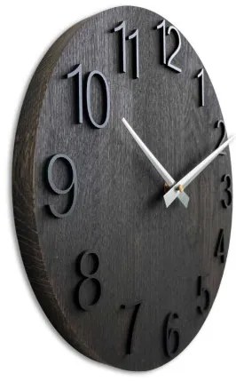 Luxusní dřevěné nástěnné hodiny Wenge – Černý design I SENTOP MAS016-OSMO-3169-heads-silver