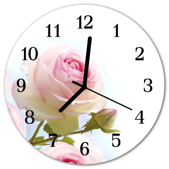 Nástěnné hodiny obrazové na skle - Růže
