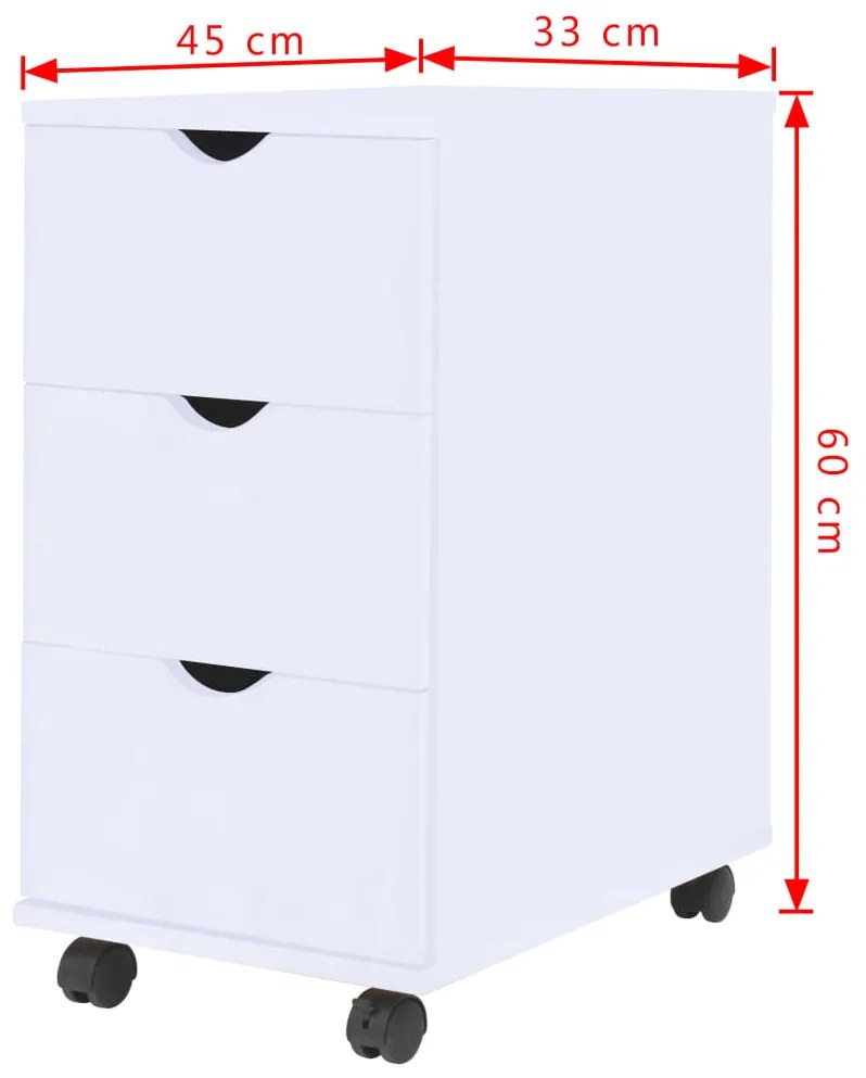 Zásuvková skříňka 33 x 45 x 60 cm bílá - Default Title