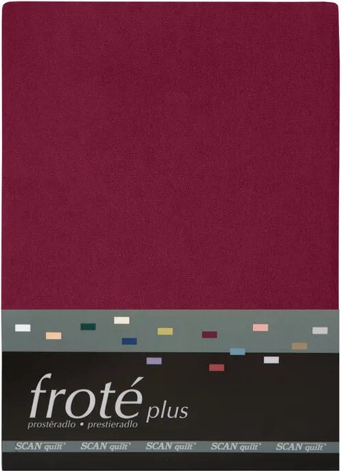 SCANquilt napínací prostěradlo FROTÉ PLUS vínová 90 x 200 cm