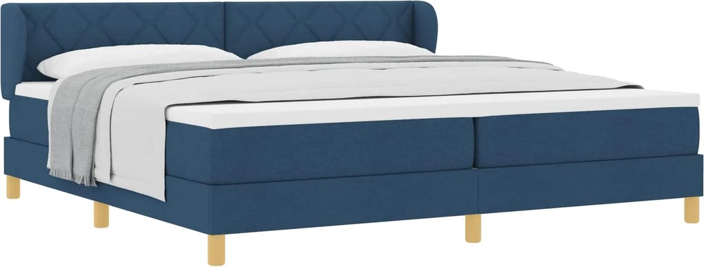 Postel s boxspringem s čelo Modrá 200 x 200 cm textil 3340303