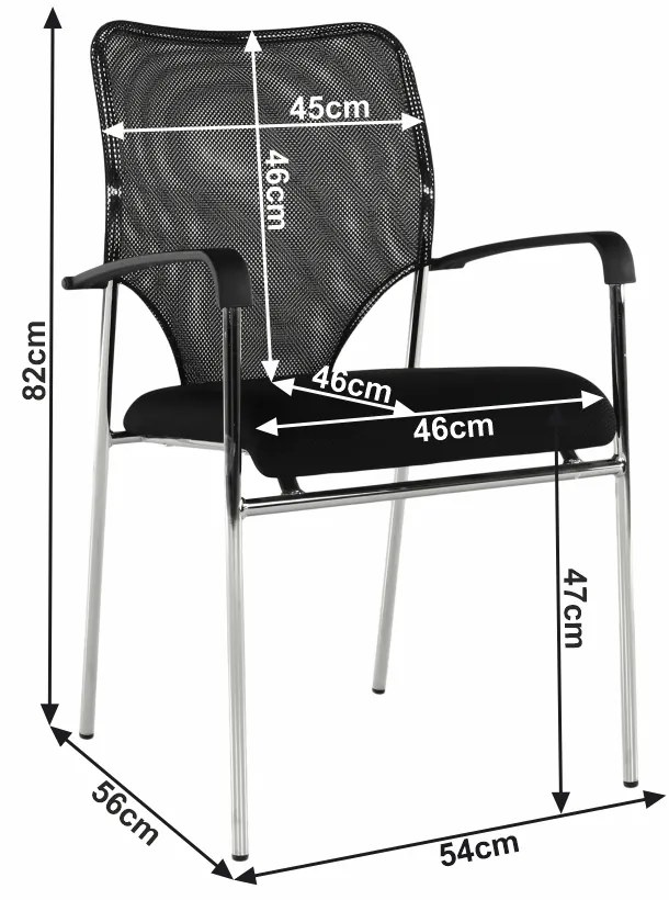 Konferenční židle UMUT síťovina a síťovaná látka černá, kov chrom, VÝPRODEJ