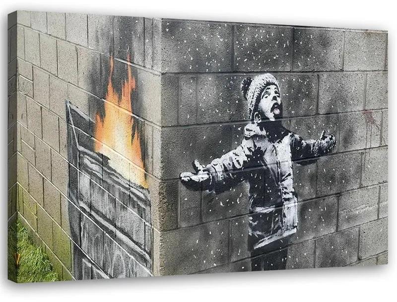 Obraz na plátně Banksy Mural Boy - 120x80 cm