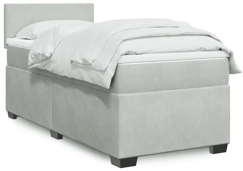Box spring postel s matrací světle šedá 100x200 cm samet 3288528