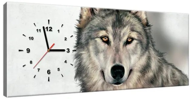Tištěný obraz s hodinami Nádherný vlk 100x40cm ZP3344A_1I
