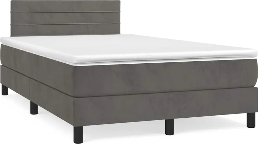 Box spring postel s matrací a LED tmavě šedá 120 x 190 cm samet 3270160