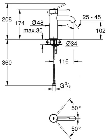 GROHE 23590DL1 - Umyvadlová baterie ESSENCE velikost S bronzová