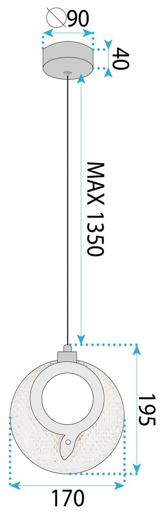 Toolight Toolight, LED křišťálové závěsné svítidlo 18x17cm, 12W, 3000K, LHJ110-1CP, růžové zlato, OSW-60051