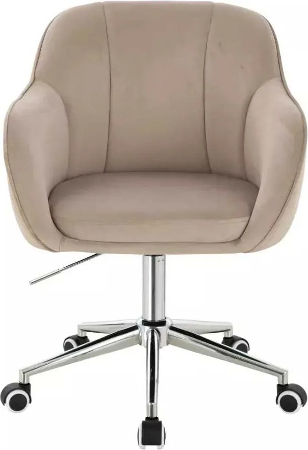 LuxuryForm DESIGN Otočná židle AVOLA VELUR na stříbrné podstavě s kolečky - latte