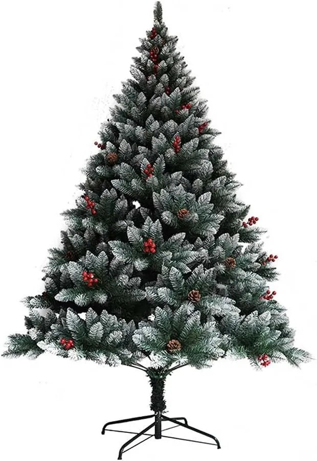 Umělý vánoční stromek, jedle se šiškami a bobulemi, 150cm